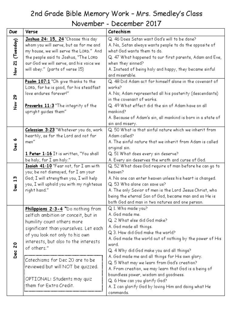 Bible Verses for 2nd Graders | PDF | God In Christianity | Adam