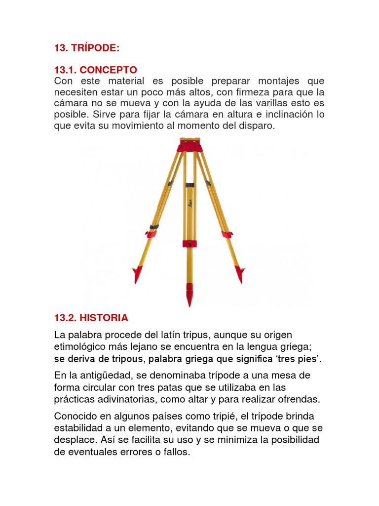 Partes y uso del trípode topográfico | PDF | Trípode (fotografía ...