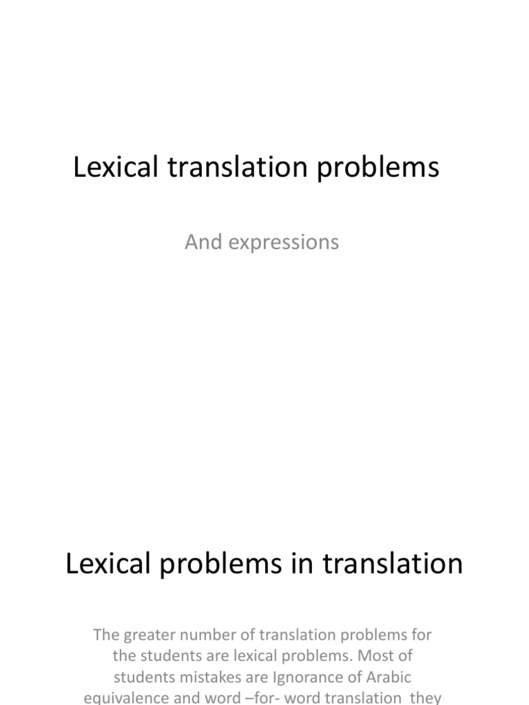 Lexical Translation Problems Islamic Trans | PDF | Idiom | Translations