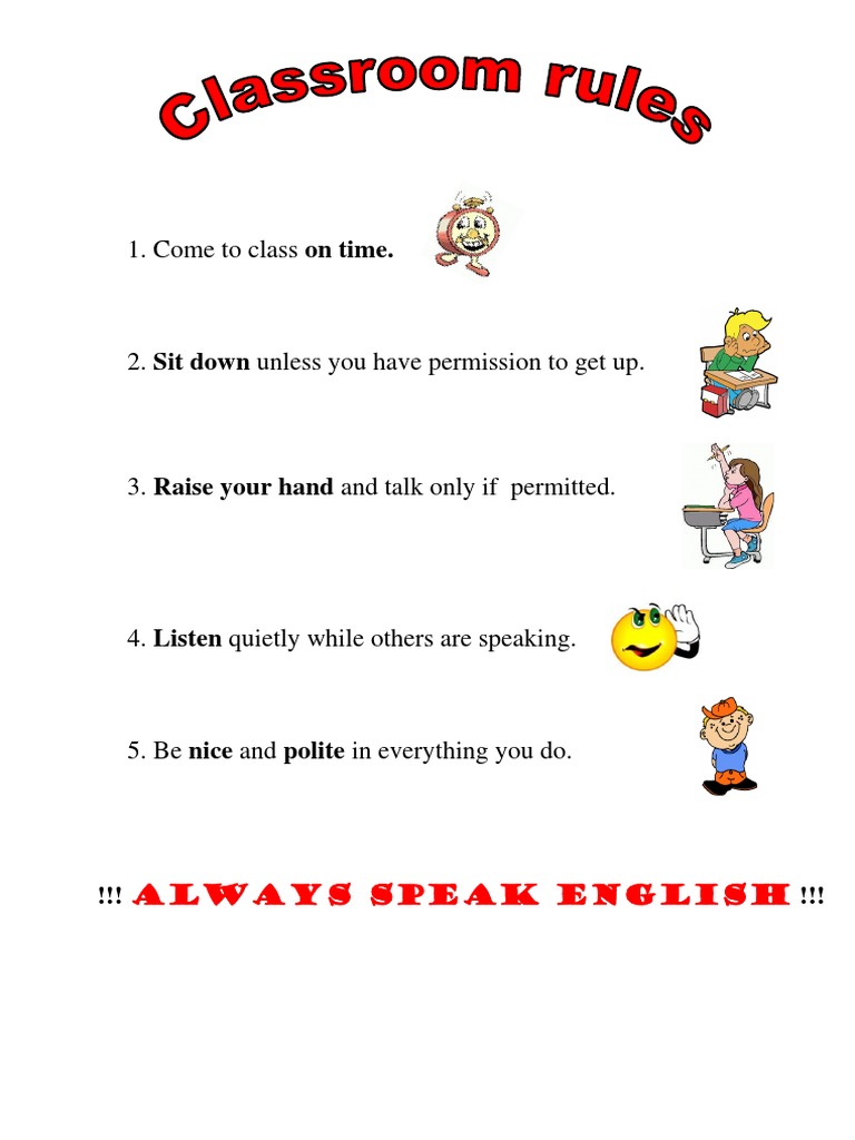 Come To Class On Time.: Always Speak English | PDF
