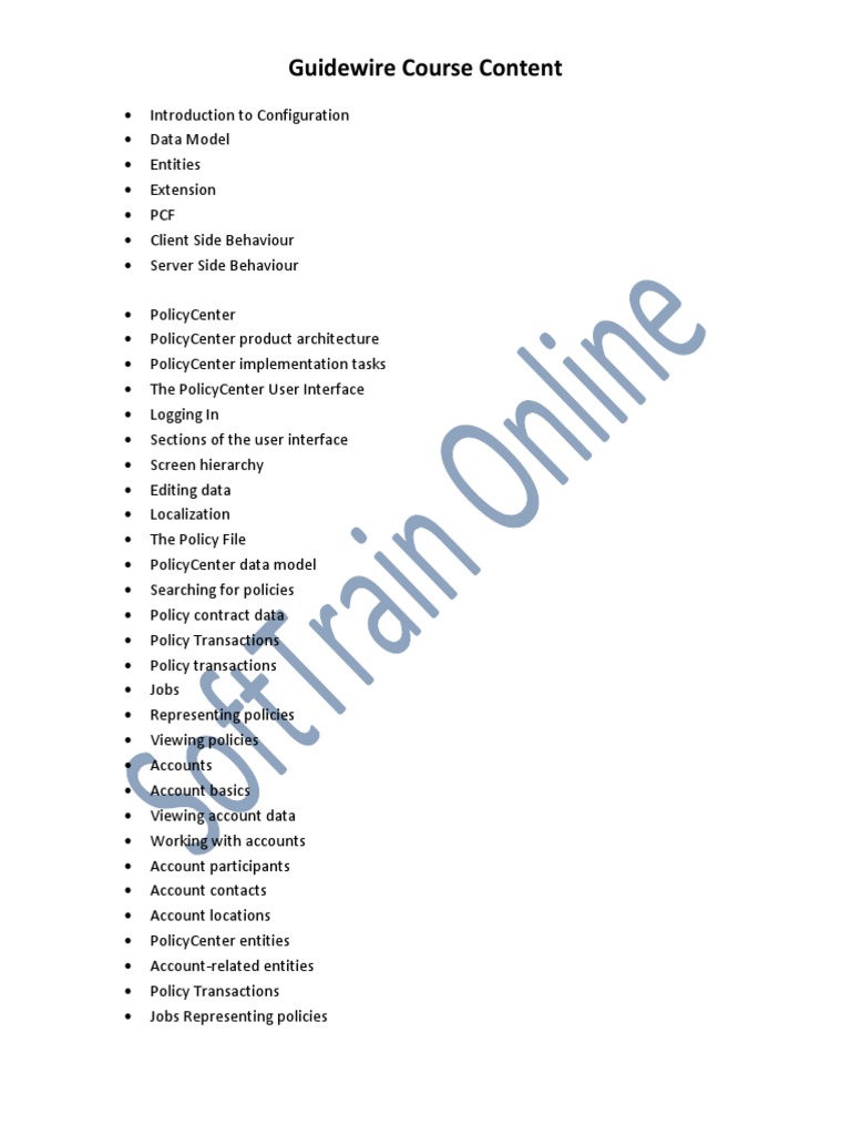 Guidewire Course Content 1 | PDF | Data Model | User (Computing)