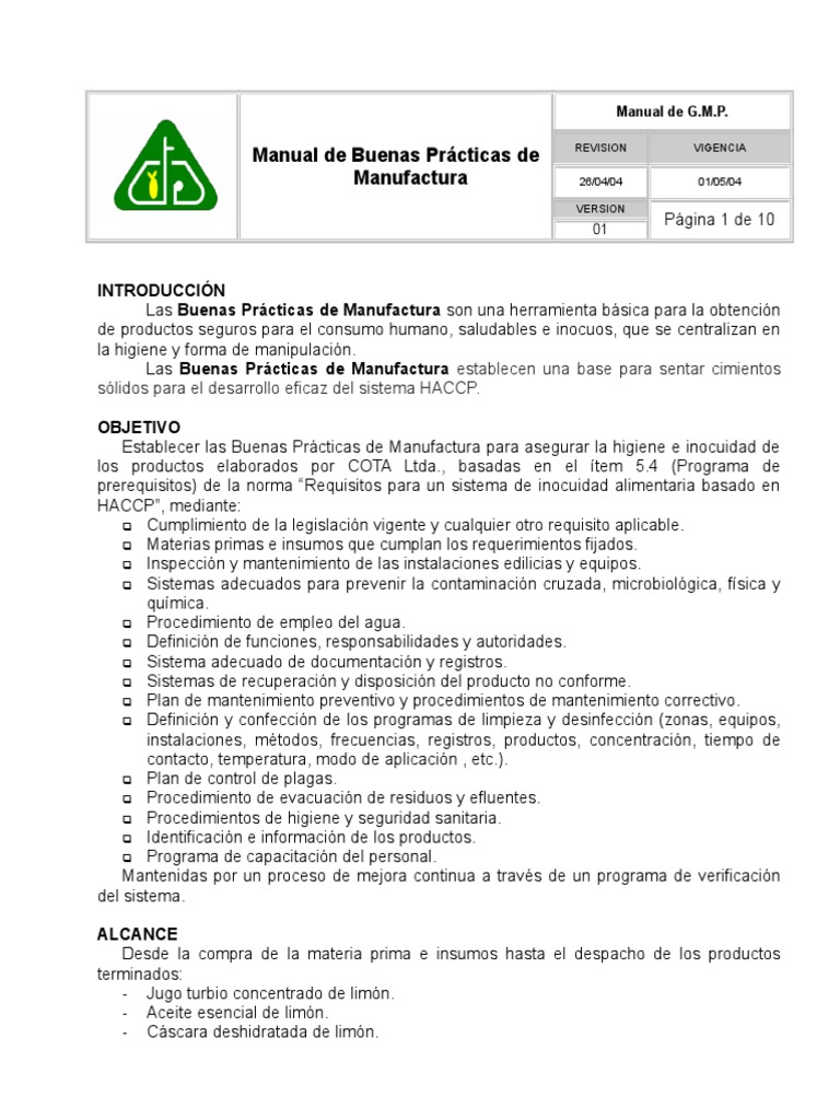 Manual Gmp | Análisis de Riesgo y Puntos Críticos de Control ...