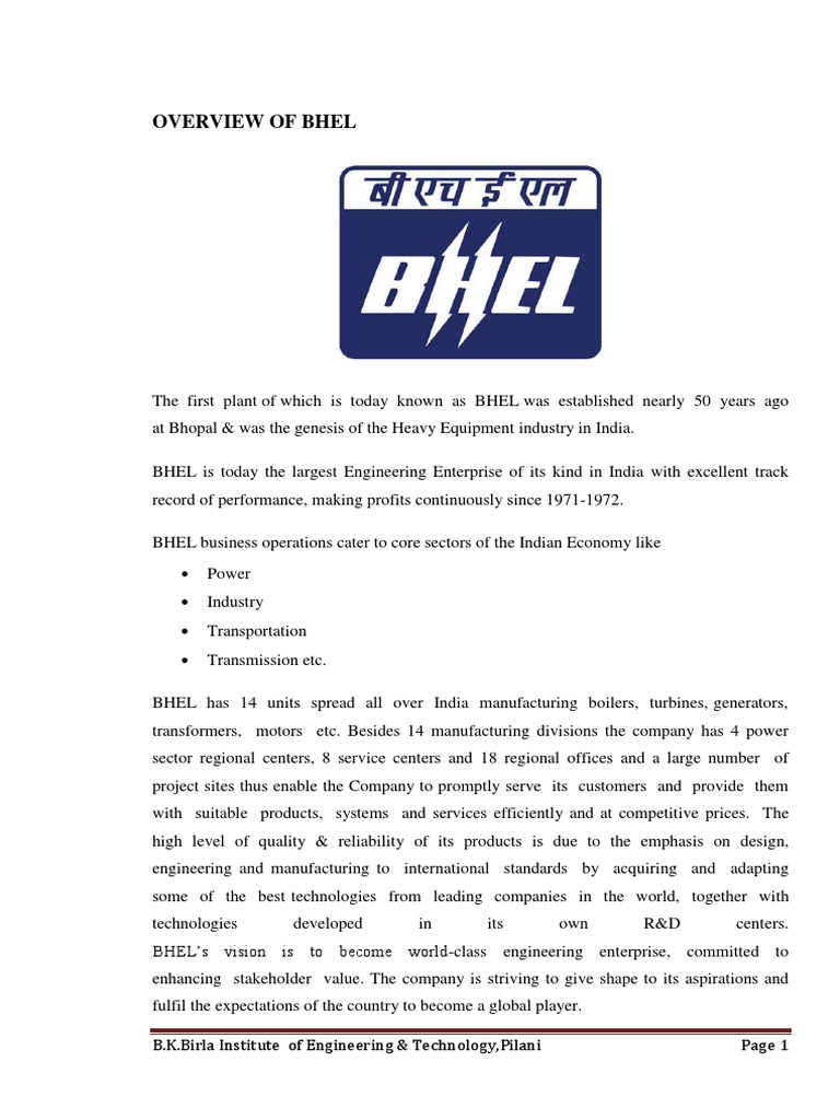 Bhel Summer Trainig Construction of Turbo-Generator | PDF | Electrical ...