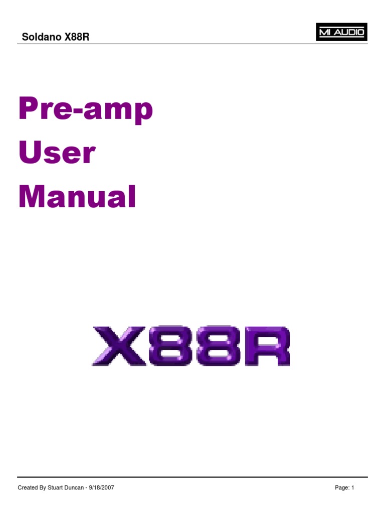 Soldano X88R Preamp User Manual | PDF | Analog Circuits | Manufactured ...