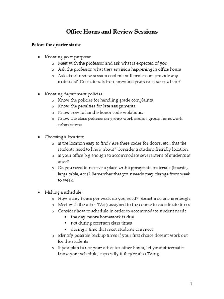 Handout - Basics of Office Hours-2014-AA | PDF | Test (Assessment ...