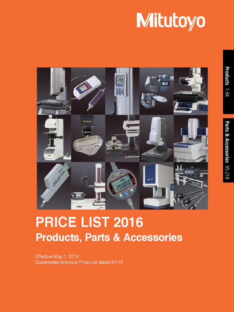Mitutoyo PRICE LIST 2016 PDF | PDF | Tools | Equipment