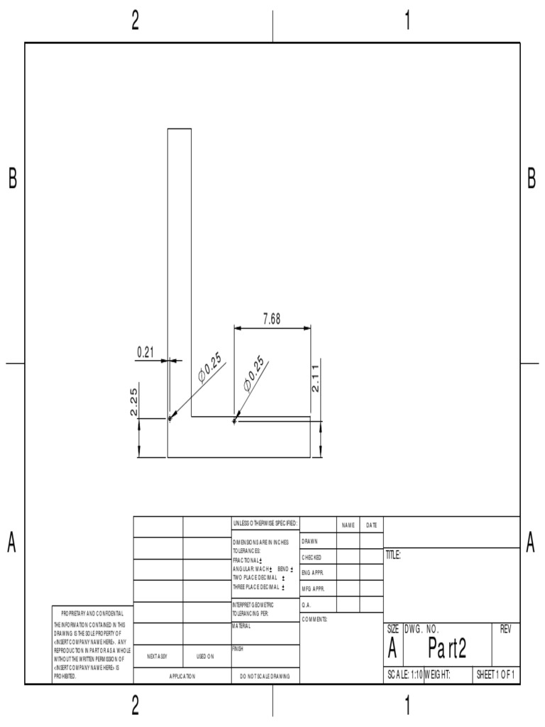 Title:: Name Date Drawn Dimensions Are in Inches Tolerances: Fractional ...