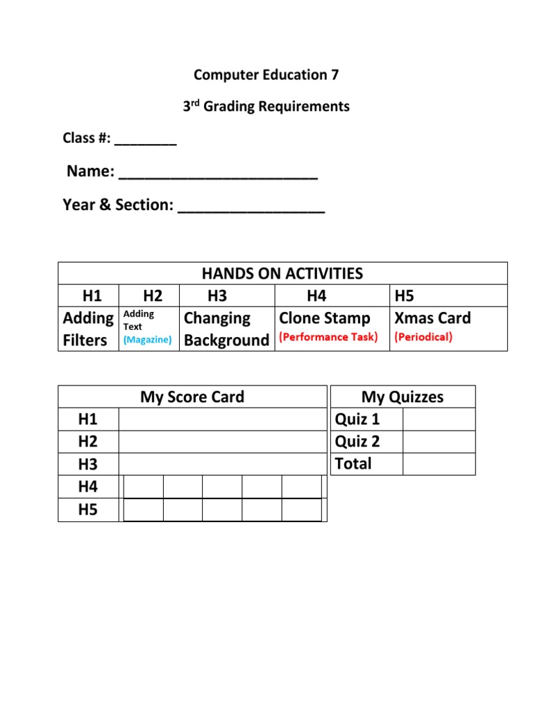 3rd Grade Computer Education Tasks | PDF