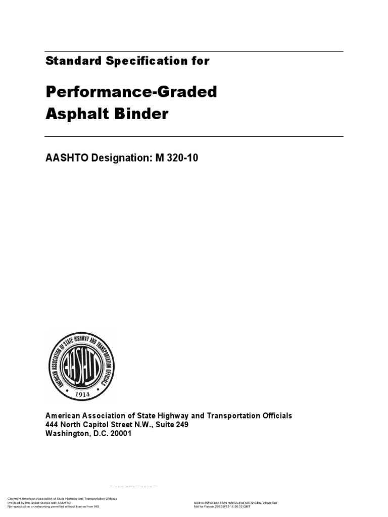 Aashto M320-10 | PDF | Asphalt | Viscosity