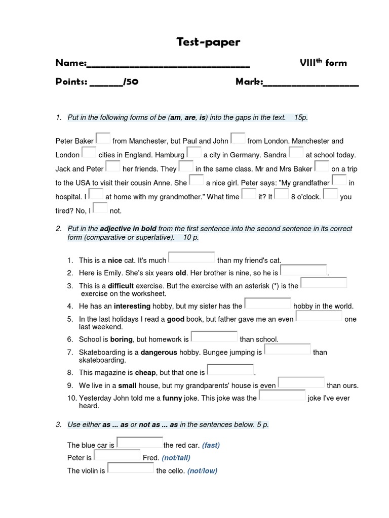 Comprehensive English Test: Assessing Grammar, Punctuation, Articles ...