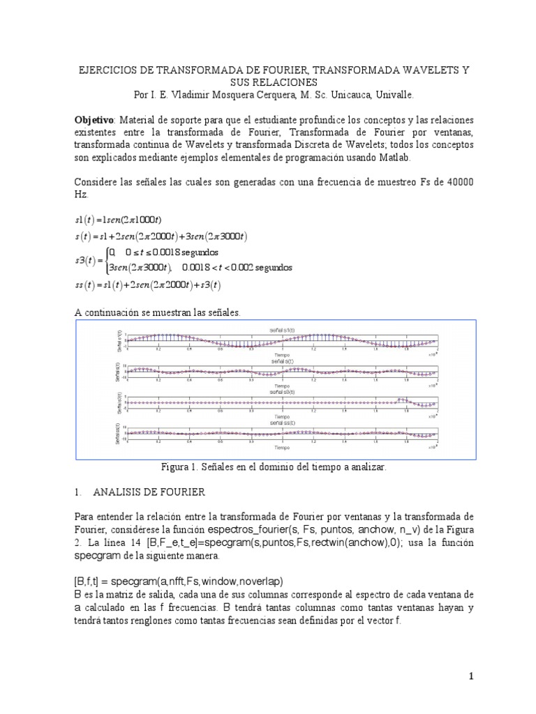 Ejercicios de Transformada Wavelets | PDF | Wavelet | Transformada de ...