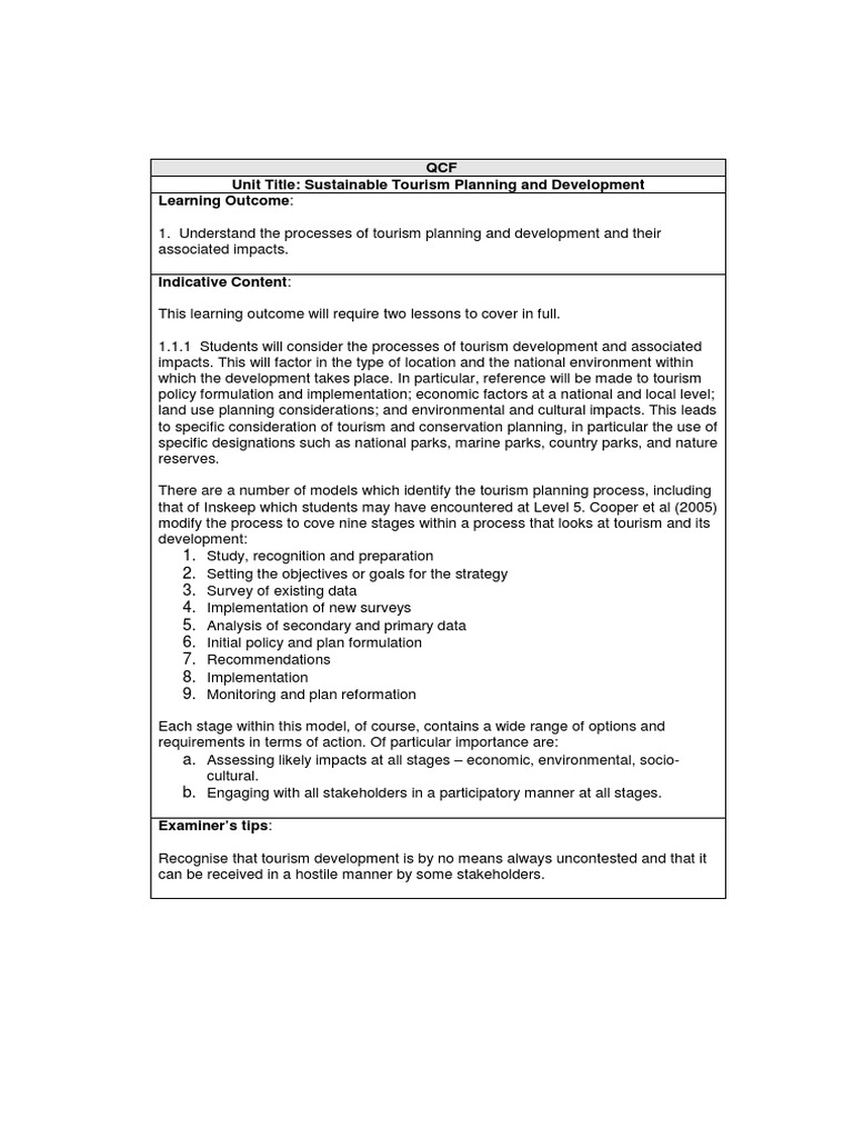 6STPD Lecture Guide | PDF | Sustainability | Tourism