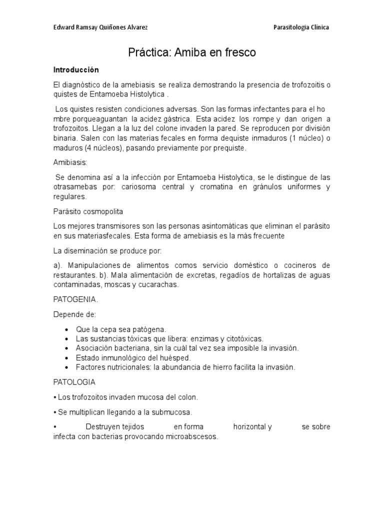 Amiba en Fresco | PDF | Especialidades Medicas | Enfermedades y trastornos