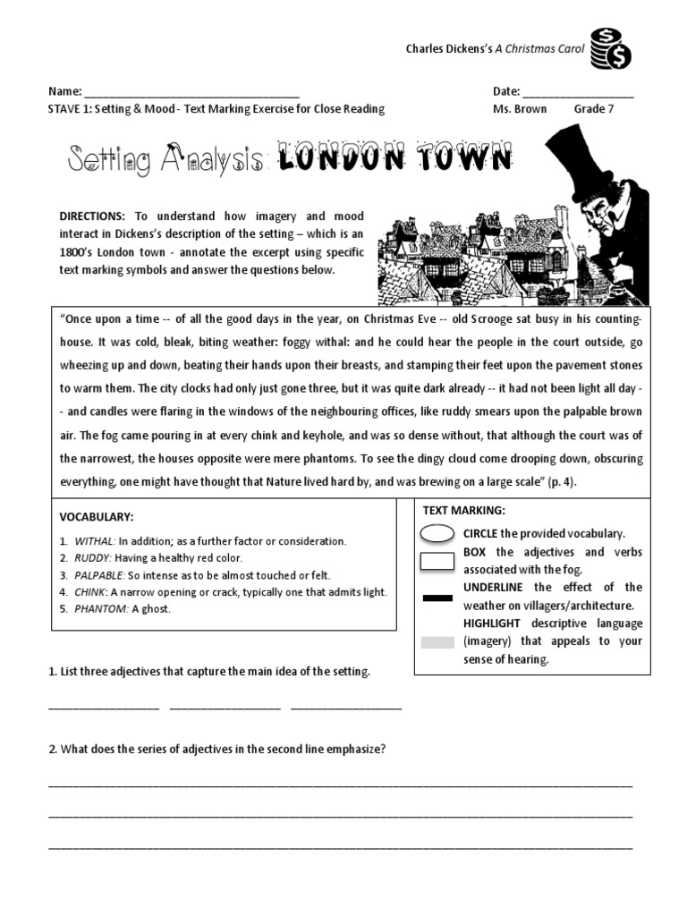 Christmas Carol - Stave 1 - Setting Imagery Mood - Text Marking ...