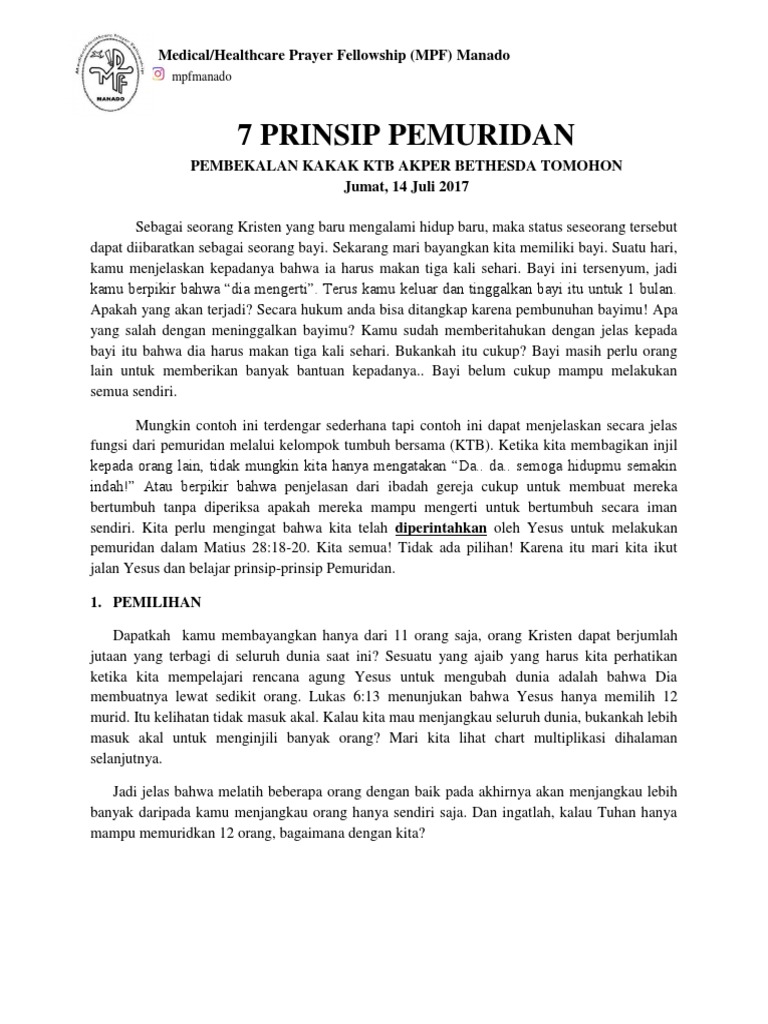 Materi 7 Prinsip Pemuridan | PDF