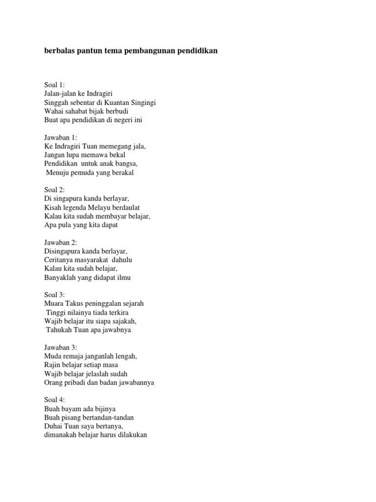 Berbalas Pantun Tema Pembangunan Pendidikan | PDF | Karier & Perkembangan | Perjalanan
