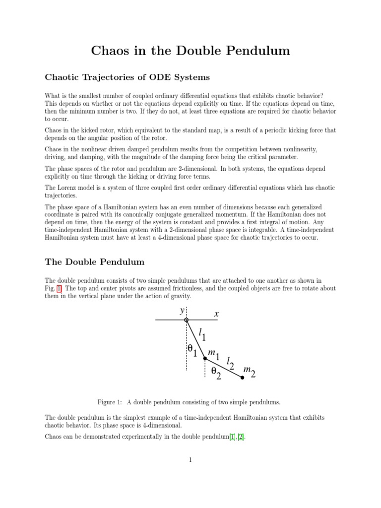 Chaos in The Double Pendulum | PDF | Hamiltonian Mechanics | Chaos Theory
