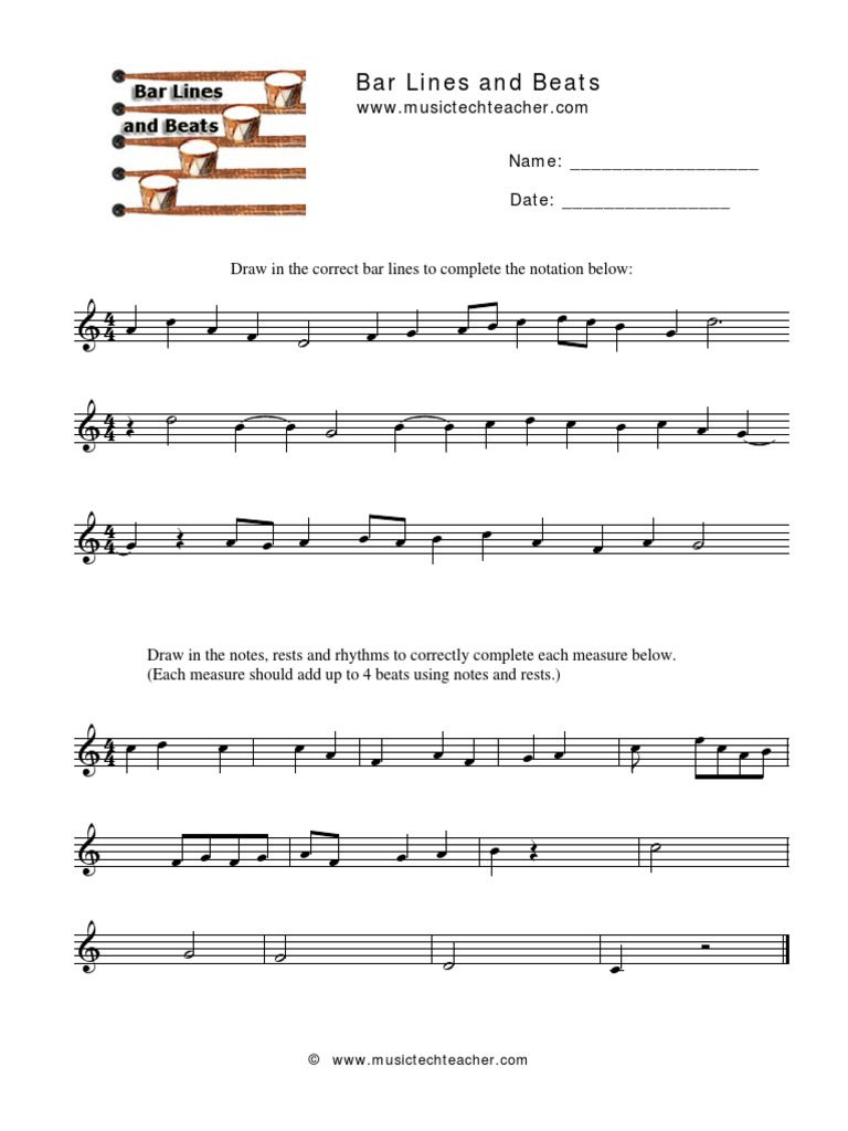 Worksheet 0028 Bar Lines and Beats | PDF | Poetics | Infographics