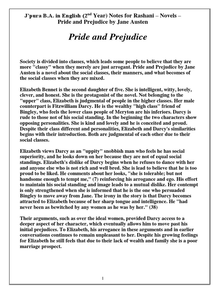 Pride and Prejudice Notes | Pride And Prejudice | Mr. Darcy
