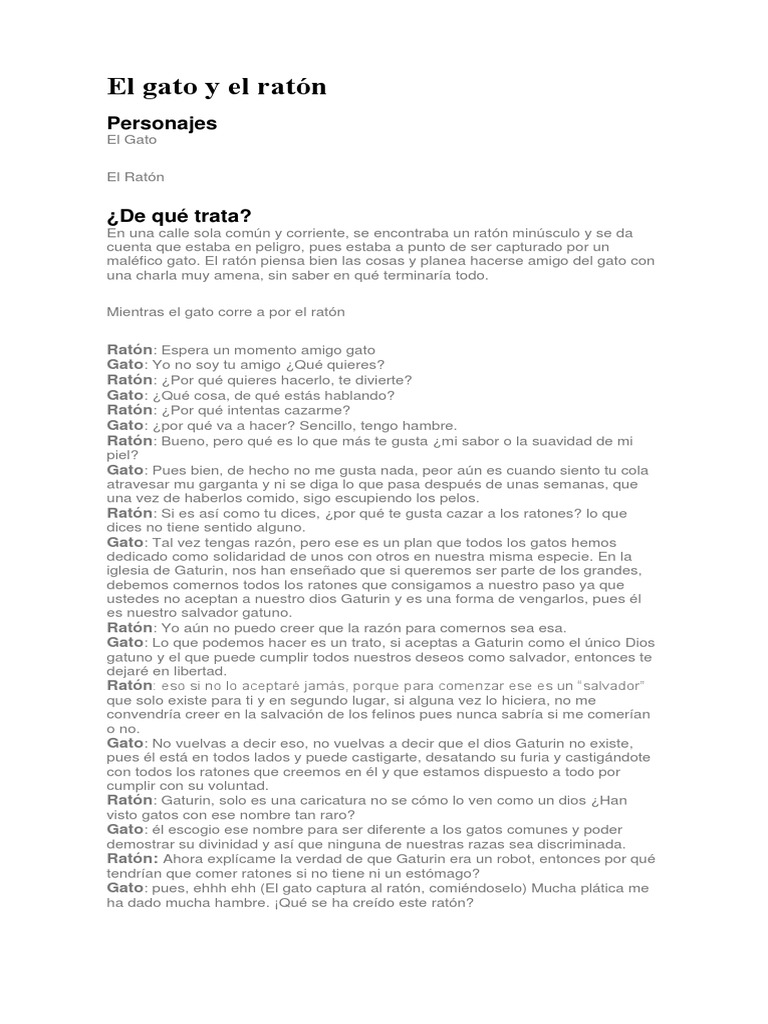 Obra El Gato Y El Raton Gatos Science