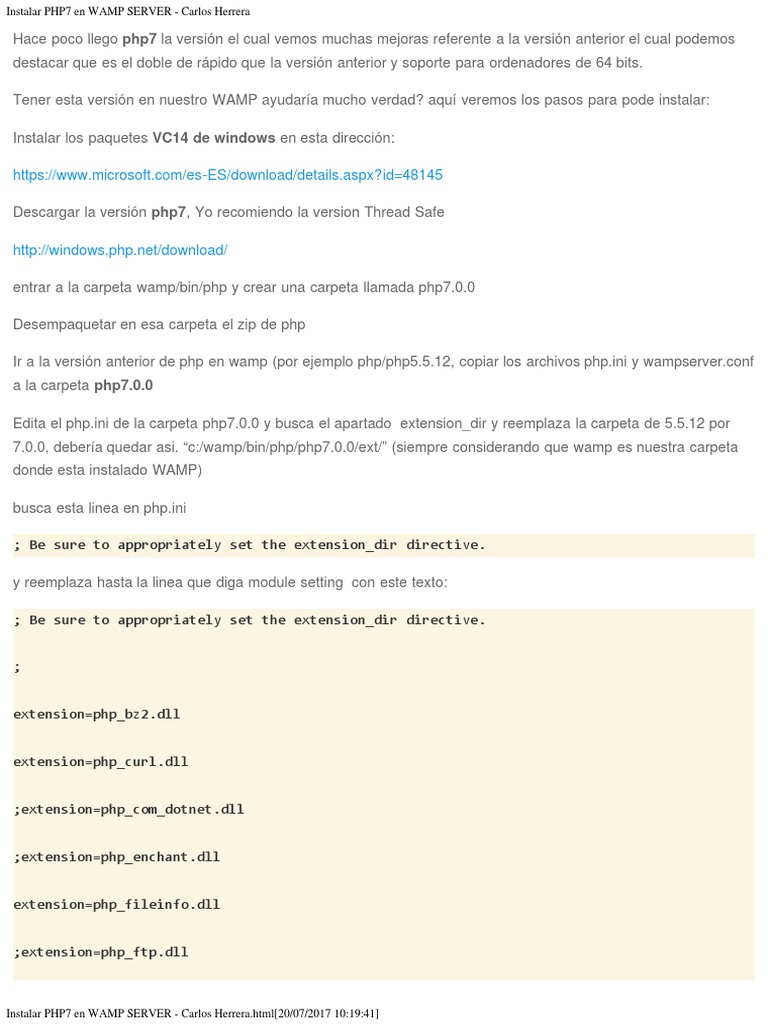 Instala PHP7 en WAMP paso a paso | PDF | Php | Arquitectura de Computadores