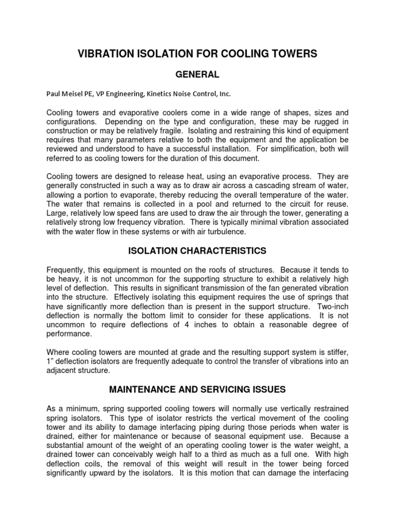 Cooling Tower Vibration Isolation | PDF | Water | Mechanical Engineering