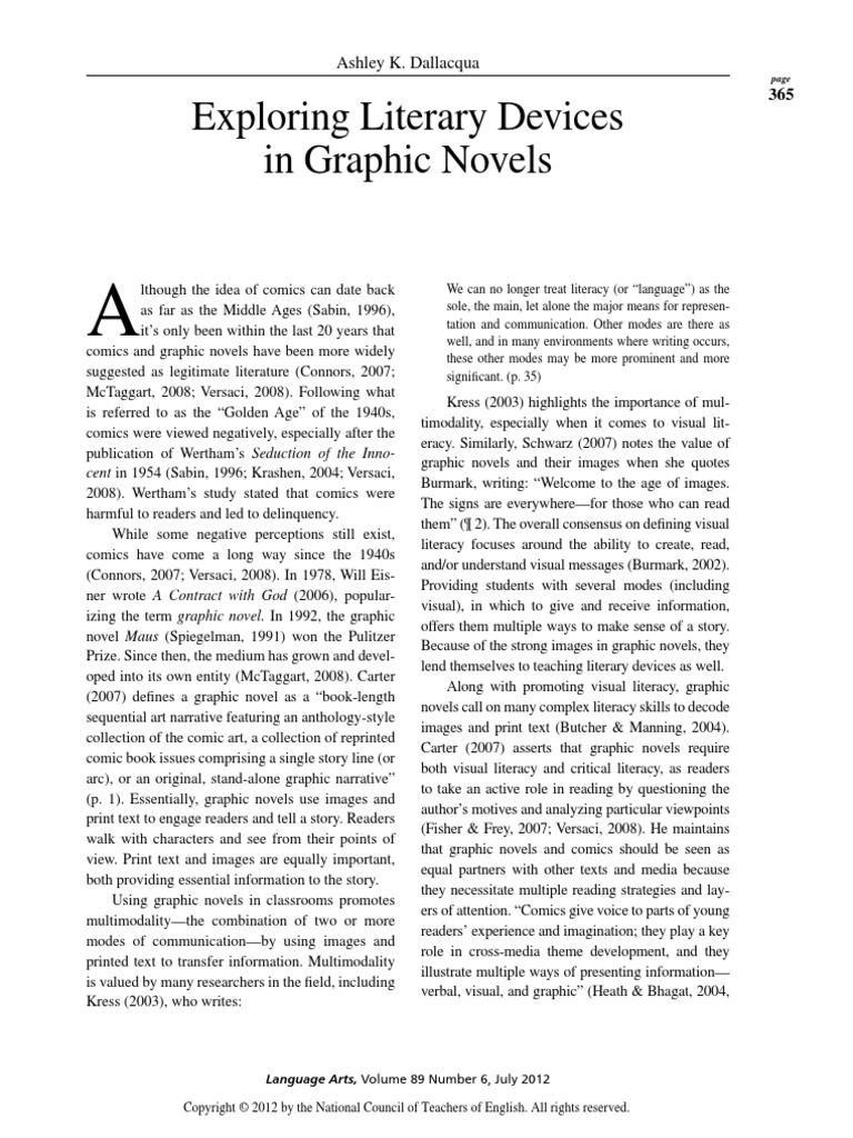 Exploring Literary Devices in Graphic Novels | PDF | Literacy | Novels