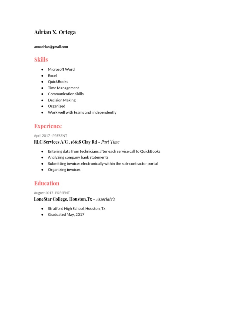 Adrian Ortega's Resume: Skills & Experience | PDF