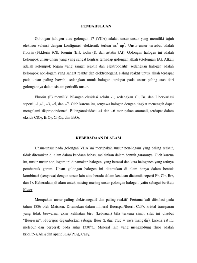 Unsur Halogen dan Persenyawaan Klorin | PDF