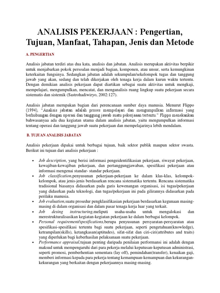 Contoh Analisis Pekerjaan | PDF