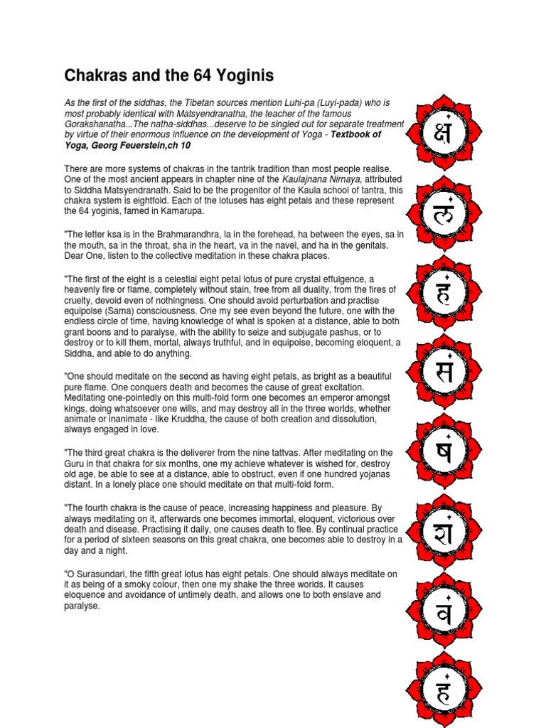 Chakras and The 64 Yoginis | PDF | Hindu Prayer And Meditation | Yoga