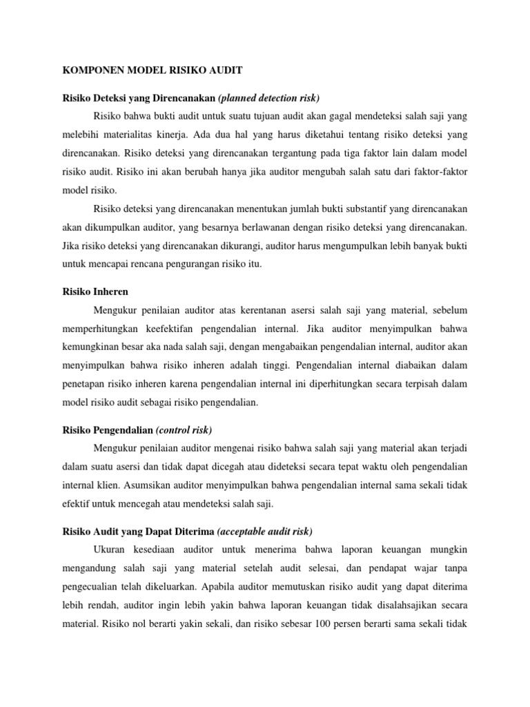 Komponen Model Risiko Audit | PDF