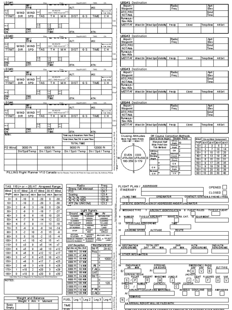Pilling Pilot Navigation Calculator Flight Planner Canada V1.0 ...