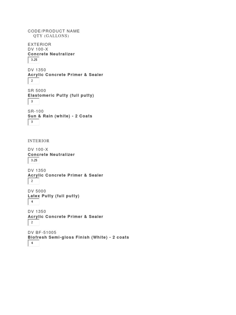 Qty (Gallons) : Code/Product Name | PDF