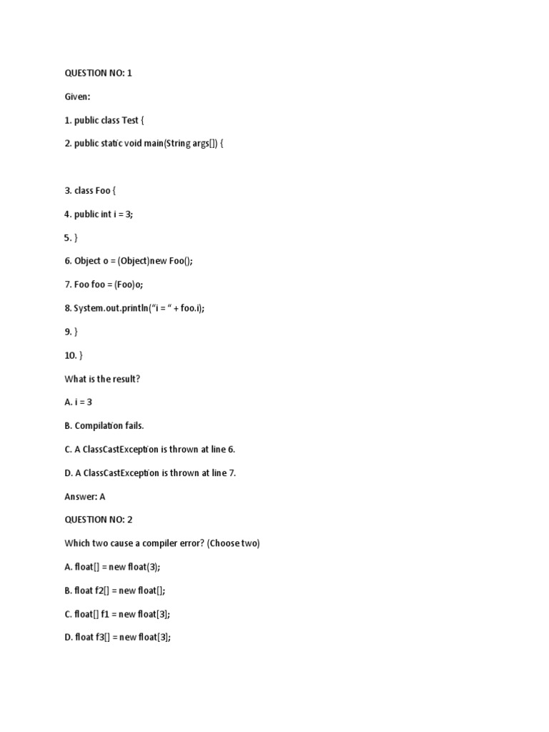 Java Practice Test Pdf C Programming Language Object Oriented Programming