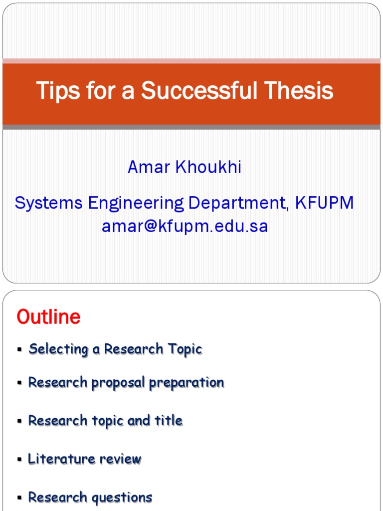 Tips For Successful Thesis | PDF | Literature Review | Thesis