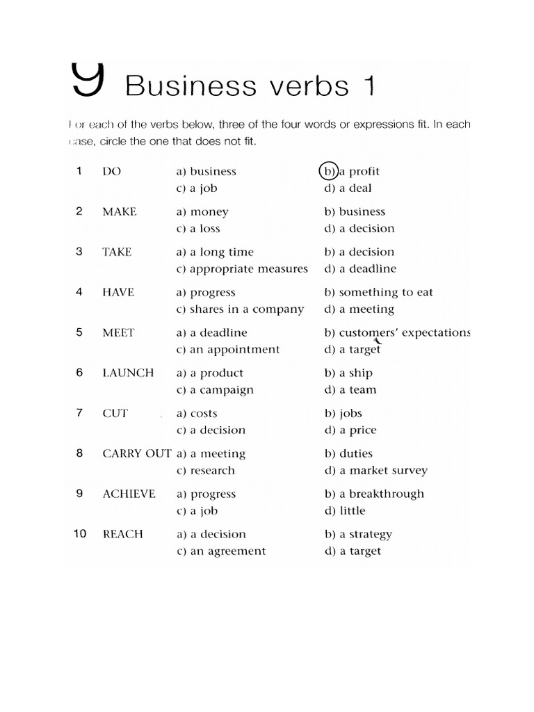 Business Verbs | PDF