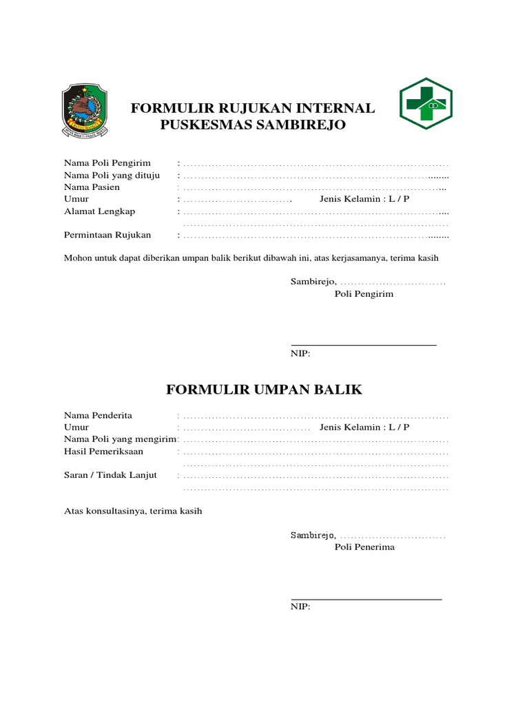 Formulir Rujukan Internal | PDF