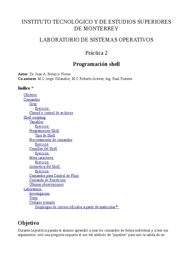 Practica 2 Programacion Shell | PDF | Archivo de computadora | Interfaz de línea de comando