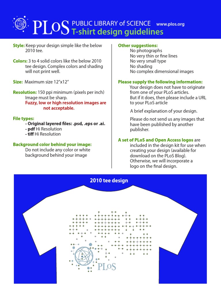 2011 PLoS Tee Design Guidelines | PDF