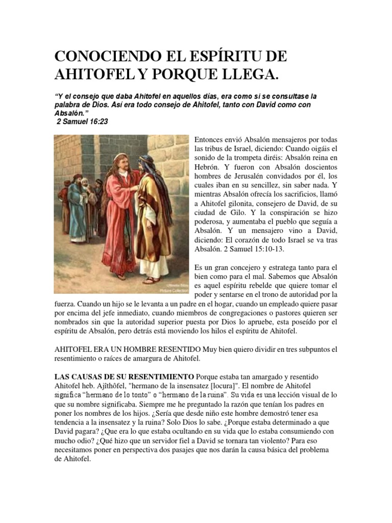 Ahitofel | PDF | David | Pecado