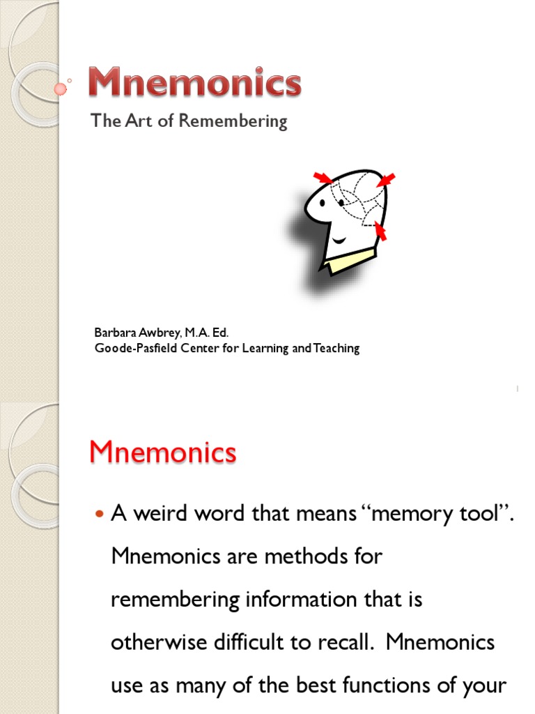Mnemonics PowerPoint | PDF | Mnemonic | Memory