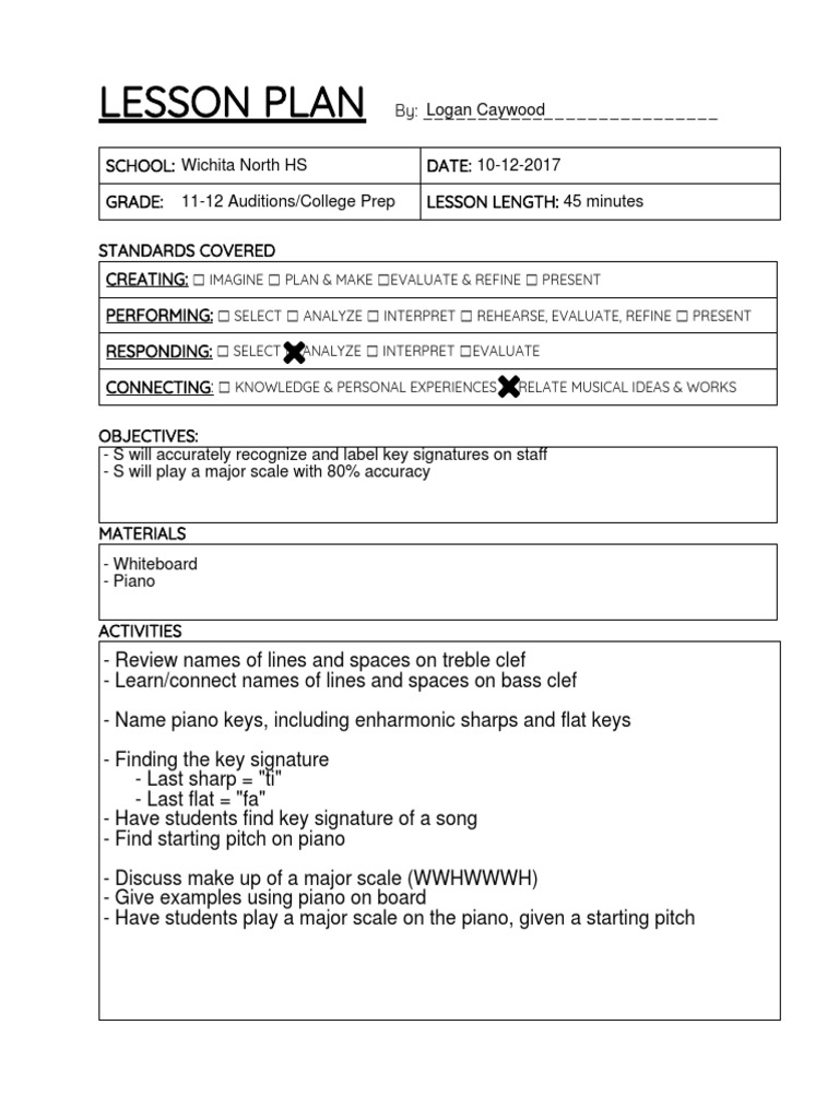 Music Lesson Plan: Key Signatures & Scales | PDF | Musical Notation ...