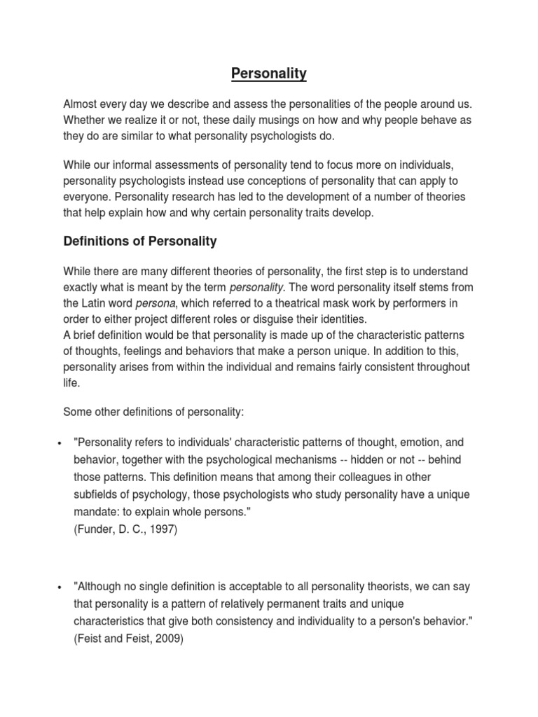 Personality & Components | PDF | Personality Psychology | Psychology