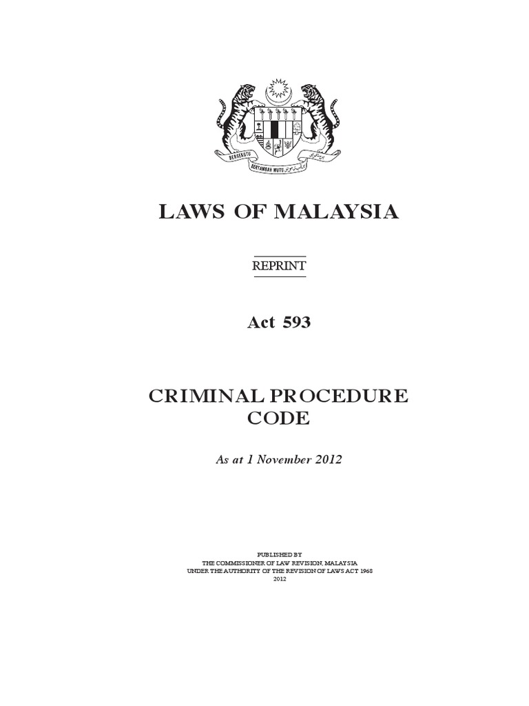 Act 593 - Criminal Procedure Code | PDF | Bail | Criminal Procedure In ...