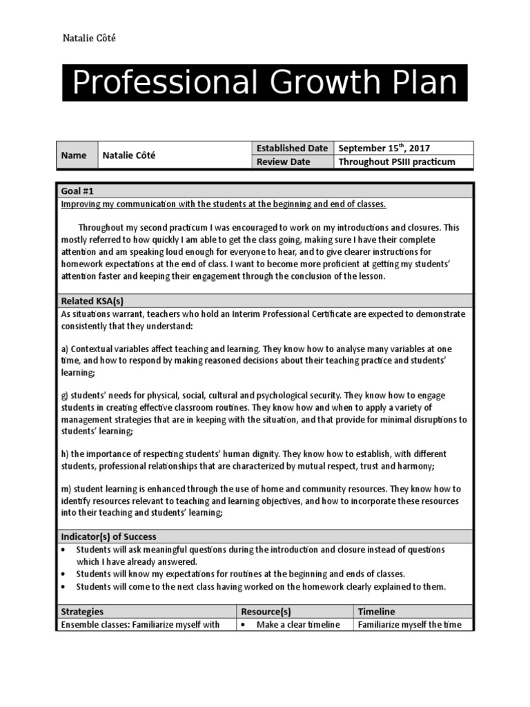 TPGP 2017 - Natalie Cote | PDF | Lesson Plan | Educational Assessment