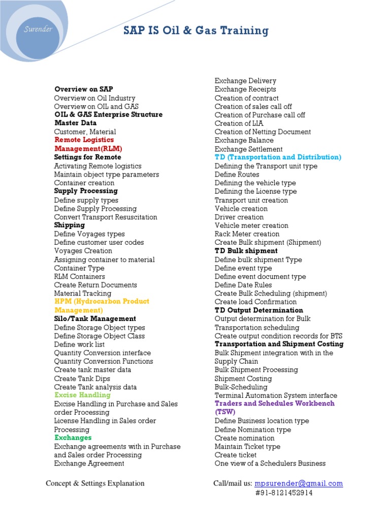 SAP IS Oil Gas Functionalities PDF | PDF | Logistics | Transport
