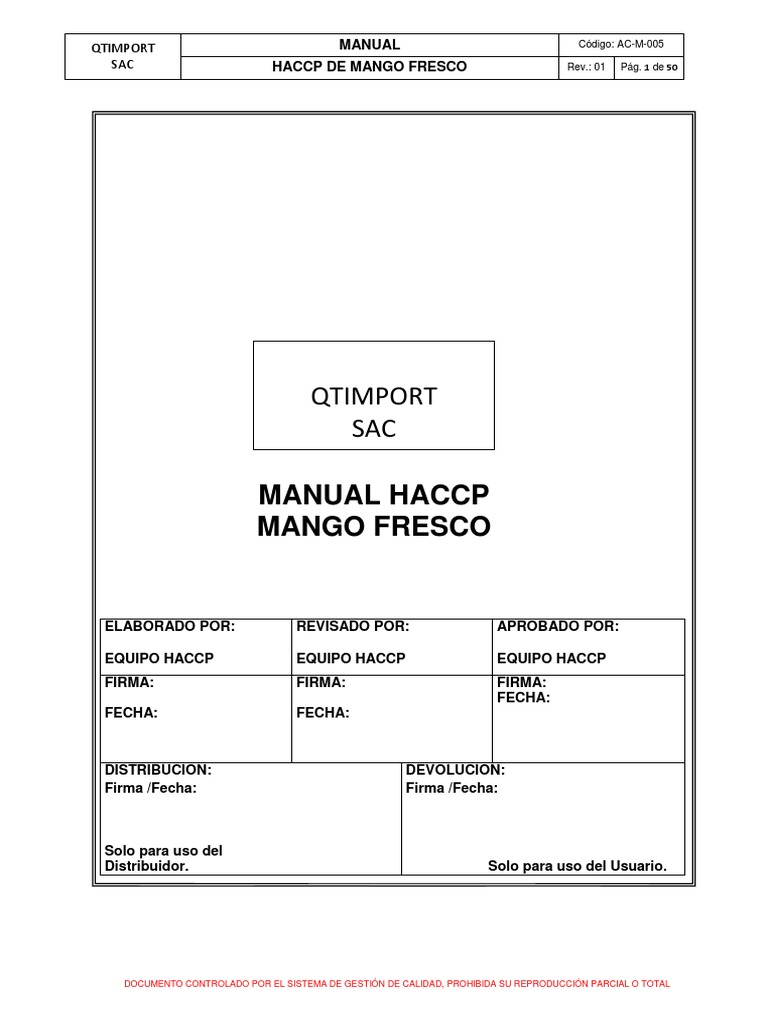 Haccp Mango Fresco | Análisis de Riesgo y Puntos Críticos de Control ...