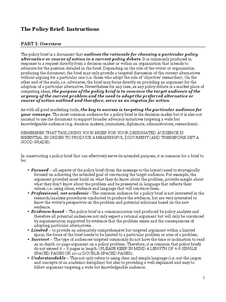 Policy Brief Instructions | PDF | Policy Analysis | Policy