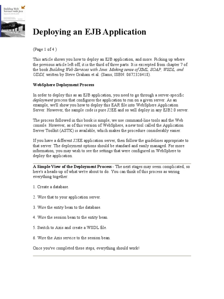 Deploying An EJB Application | PDF | Enterprise Java Beans | Databases
